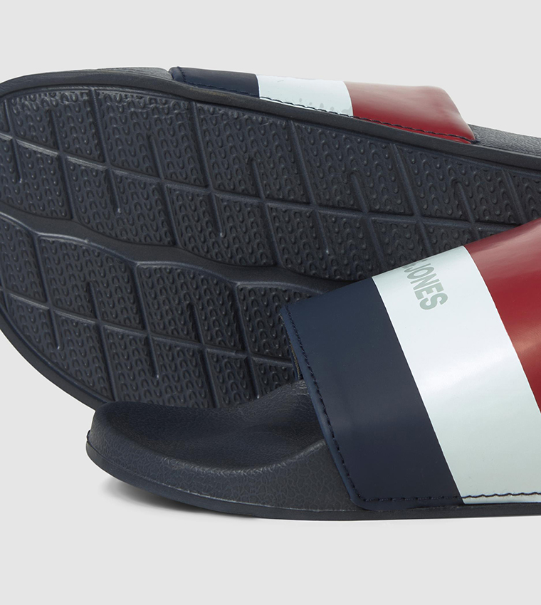 Buy Jack & Jones Striped Basic Sliders In NAVY BLUE | 6thStreet UAE