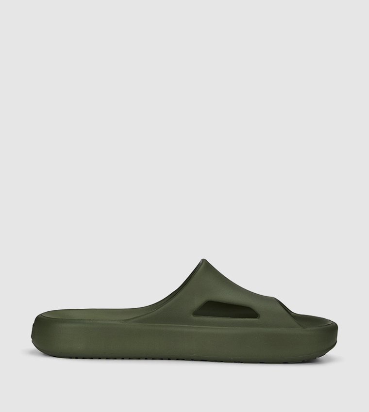 Buy Puma Shibui Cat Open Toe Slides In Olive | 6thStreet UAE