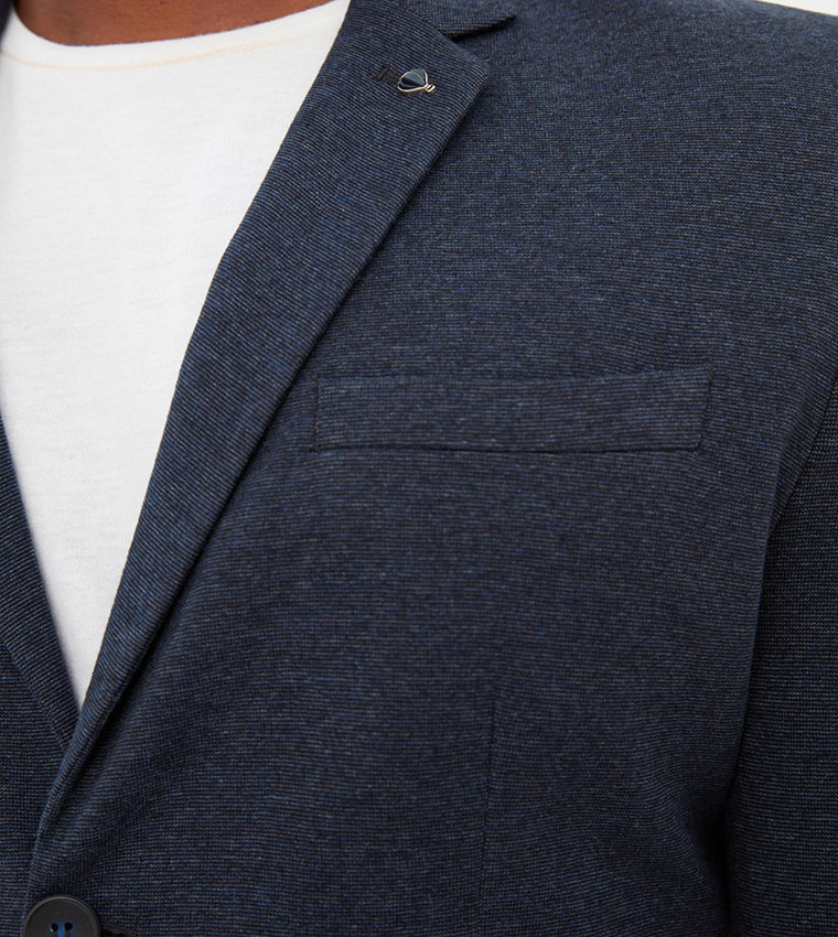 Buy Trendyol Blue Classic Textured Jacket In NAVY BLUE | 6thStreet UAE