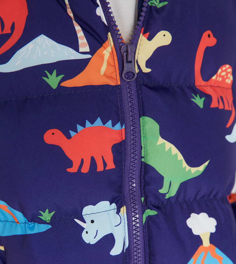 Buy Trendyol Dinosaur Patterned Boy's Inflatable Jacket In Navy ...