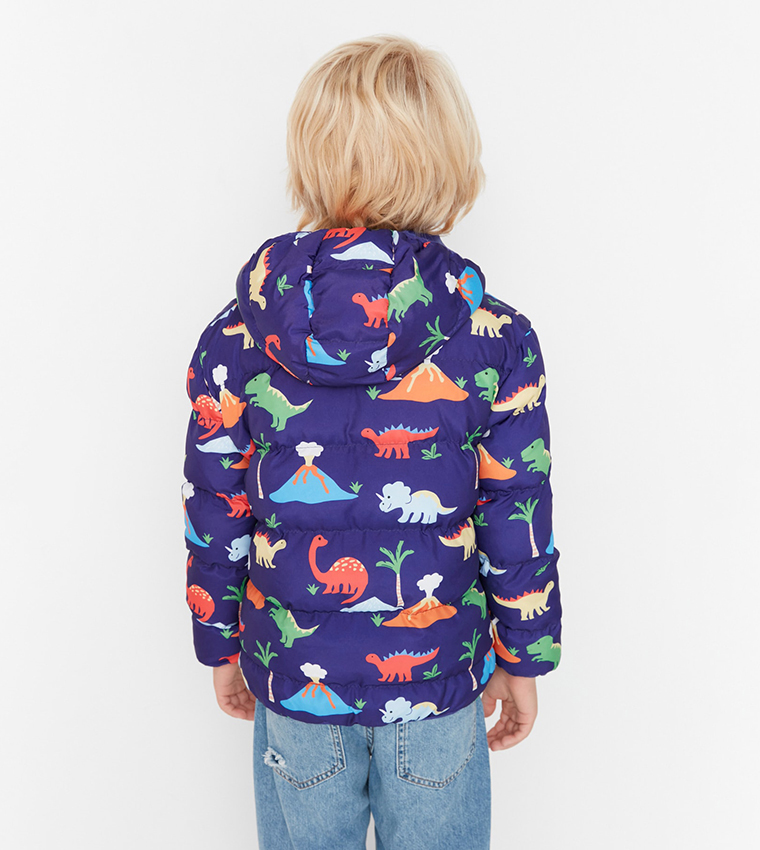 Buy Trendyol Dinosaur Patterned Boy's Inflatable Jacket In Navy ...