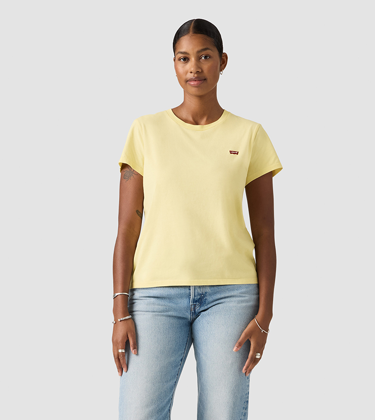 Buy Levi's Logo Detail Crew Neck T Shirt In Yellow | 6thStreet Bahrain