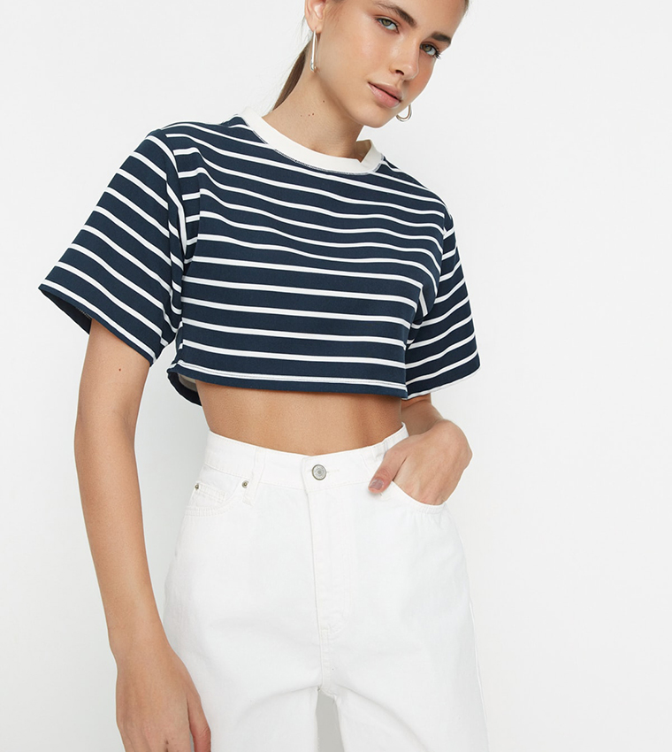 Buy Trendyol Basic High Rise Denim Shorts In White 6thstreet Qatar