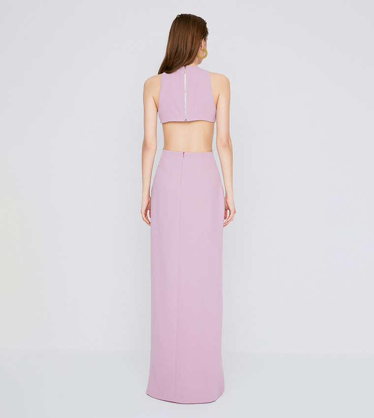 Buy Trendyol Halter Neck Flare Slit Evening & Graduation Maxi Dress In ...