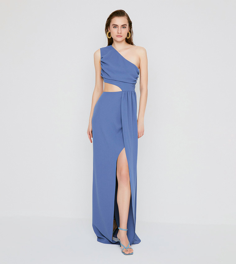 Buy Trendyol Single Shoulder Slit Evening & Graduation Maxi Dress In ...