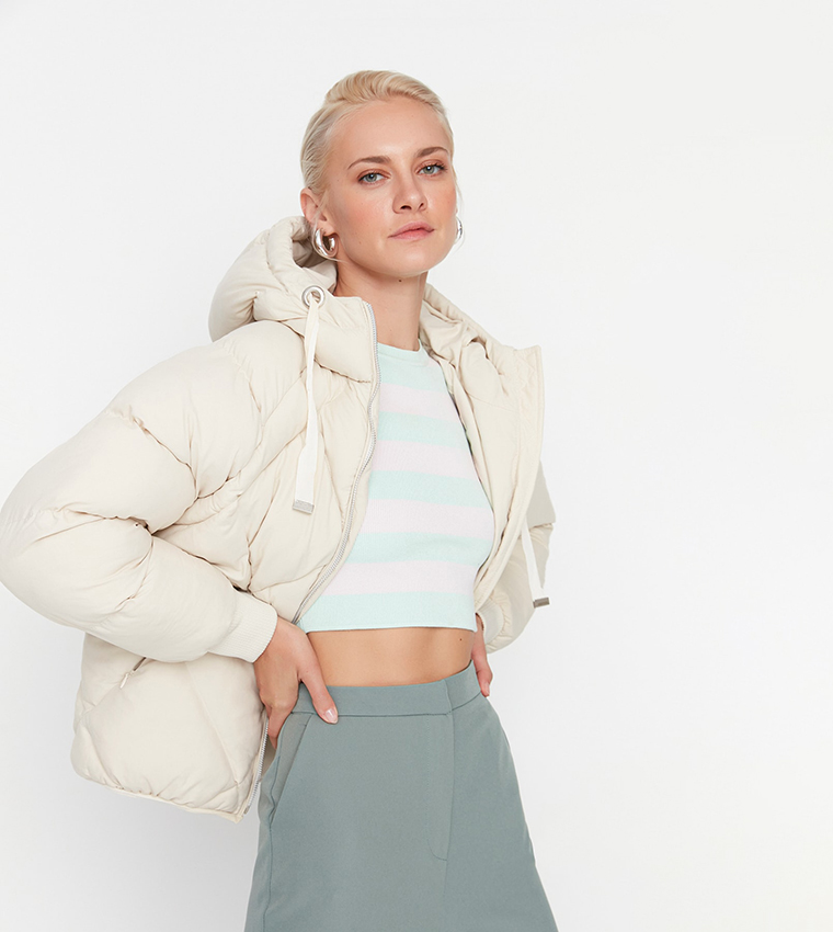 Buy Trendyol Quilted Puffer Jacket In Blue | 6thStreet UAE