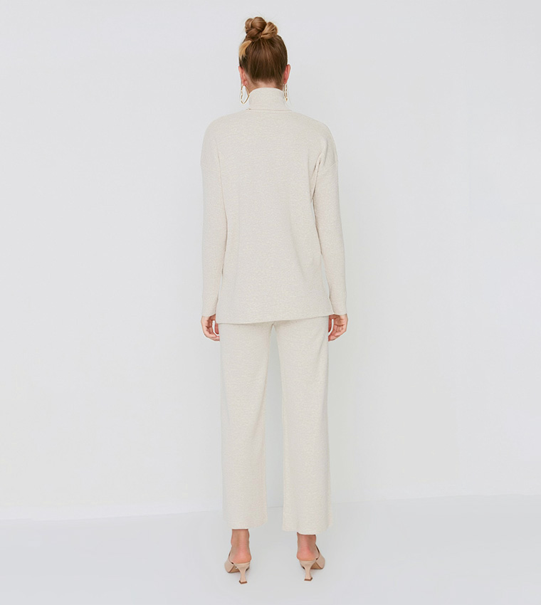Buy Trendyol Turtle Neck Solid Co Ord Set In Beige | 6thStreet UAE