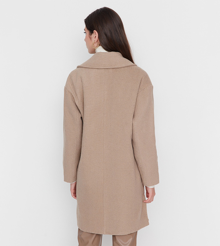 Buy Trendyol Oversized Cachet Coat In Beige | 6thStreet Kuwait
