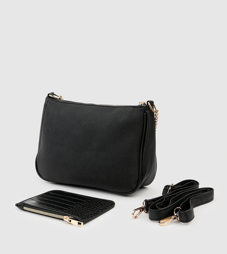 Buy Ardene Convertible Crossbody Bag With Removable Pouch In Black ...