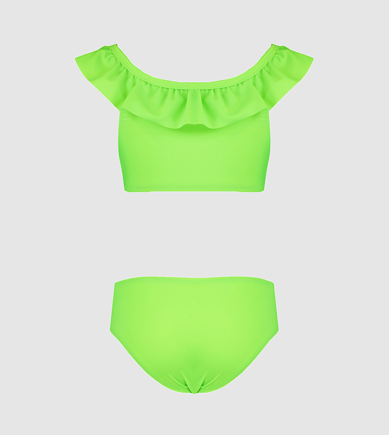 Buy Trendyol Neon Plain Ruffle Girl's Bikini Set In Green | 6thStreet ...