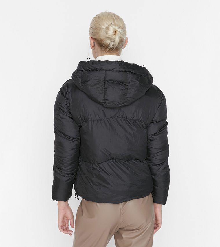 Buy Trendyol Hooded Inflatable Coat In Black | 6thStreet Qatar