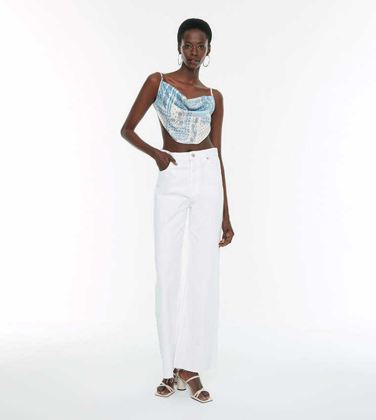 Buy Trendyol High Waist 90'S Wide Leg Jeans In White | 6thStreet Qatar