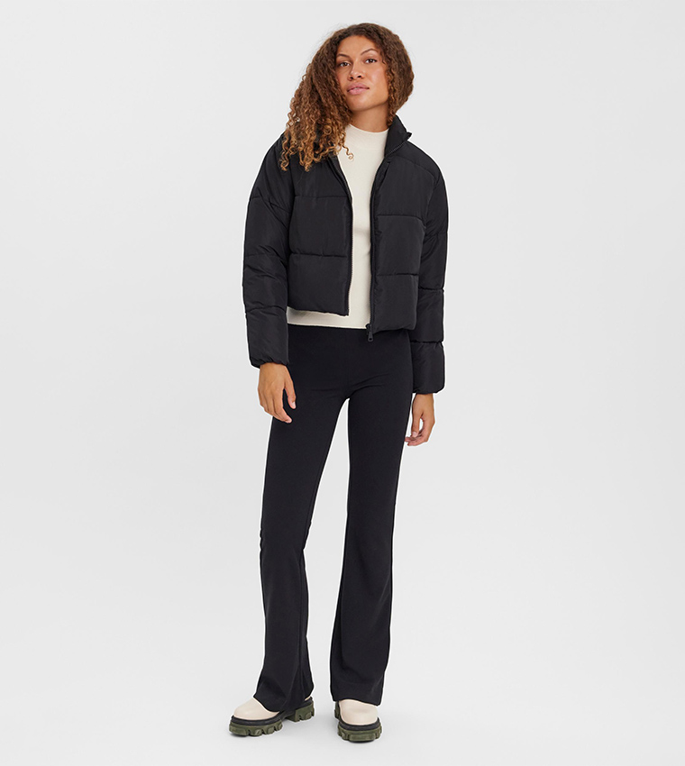 Buy Vero Moda Zippered High Neck Puffer Jacket In Black | 6thStreet Qatar