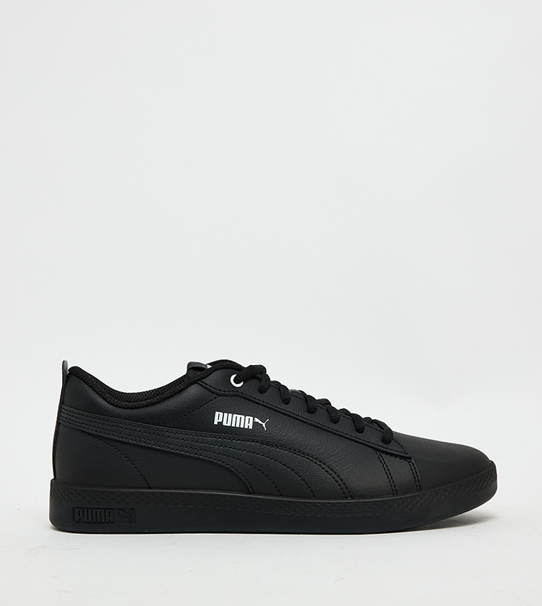 Buy Puma SMASH V2 Logo Printed Low Top Sneakers In Black | 6thStreet UAE