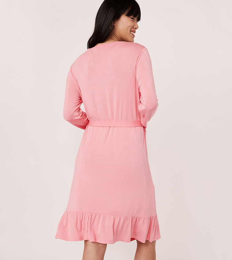 Buy La Vie En Rose Ruffle Details Robe In Pink | 6thStreet UAE