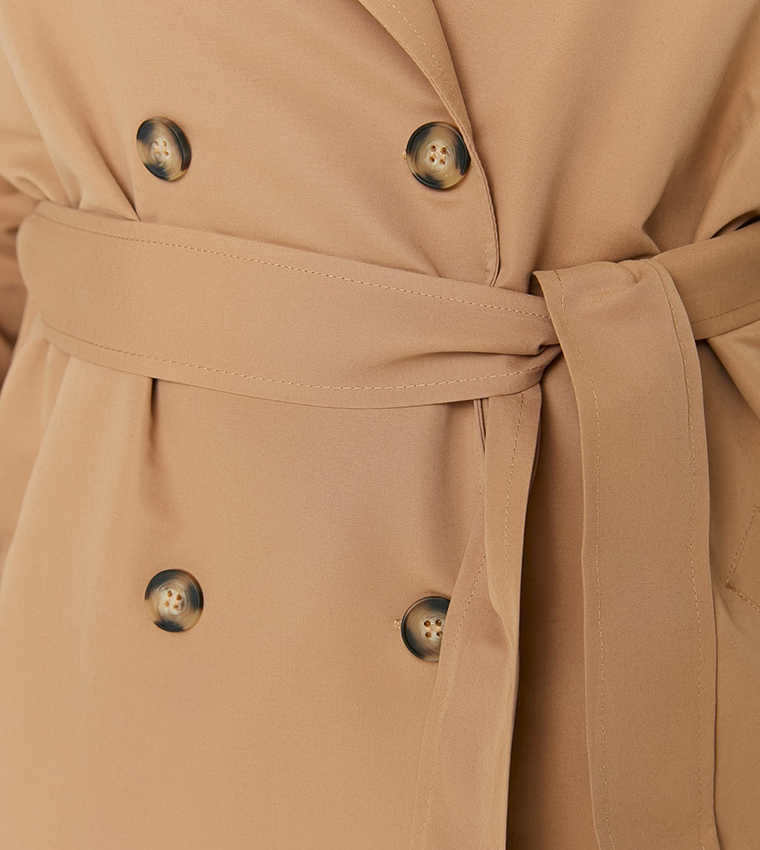 Buy Trendyol Back Detailed Trench Coat In Brown | 6thStreet Qatar