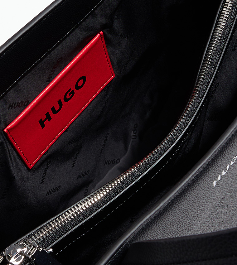 Buy HUGO Textured Logo Detail Tote Bag In Black | 6thStreet Bahrain