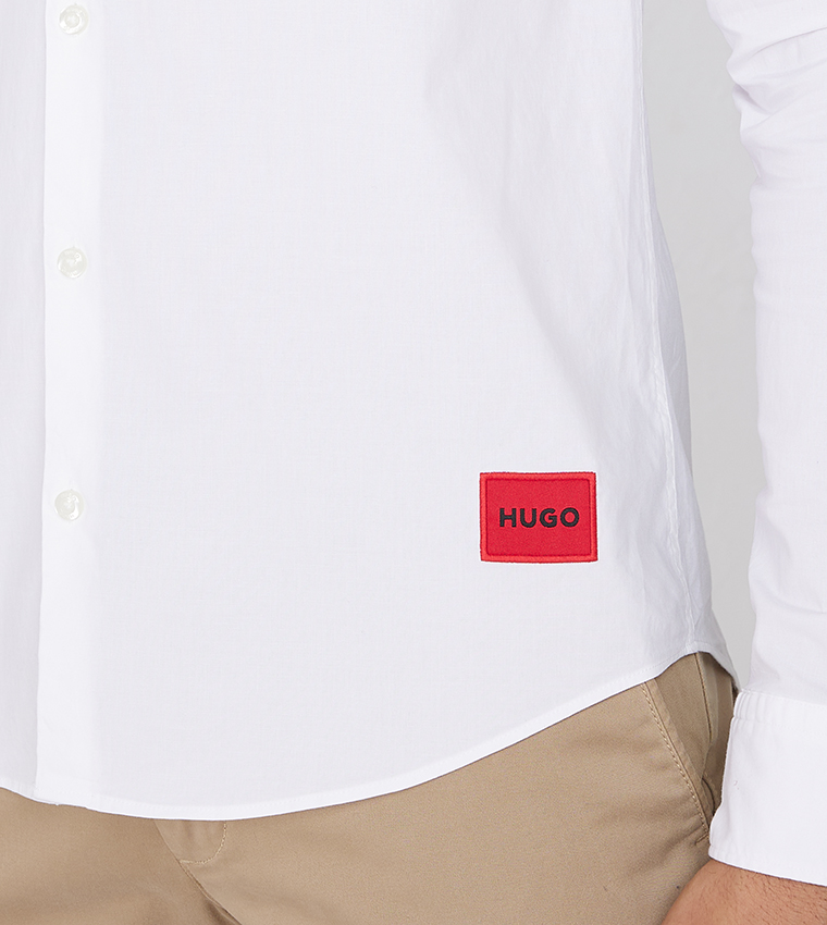 Buy HUGO Badge Logo Long Sleeves Shirt In White | 6thStreet UAE