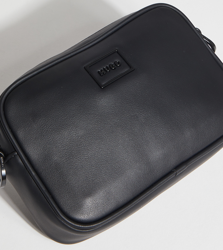 Buy Hugo Textured Logo Detailed Toiletry Bag In Black | 6thStreet UAE