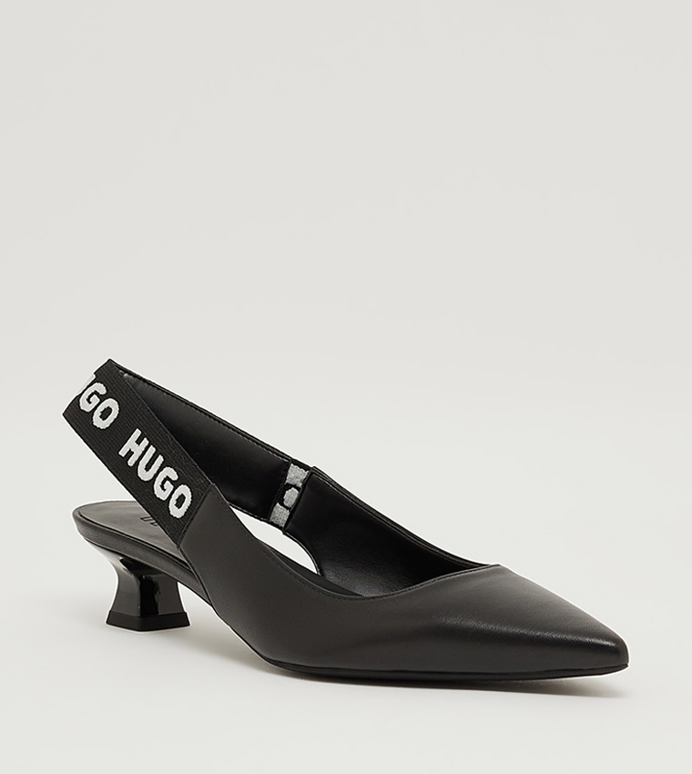 Buy Hugo Logo Detail Slingback Heel Pumps In Black | 6thStreet Qatar