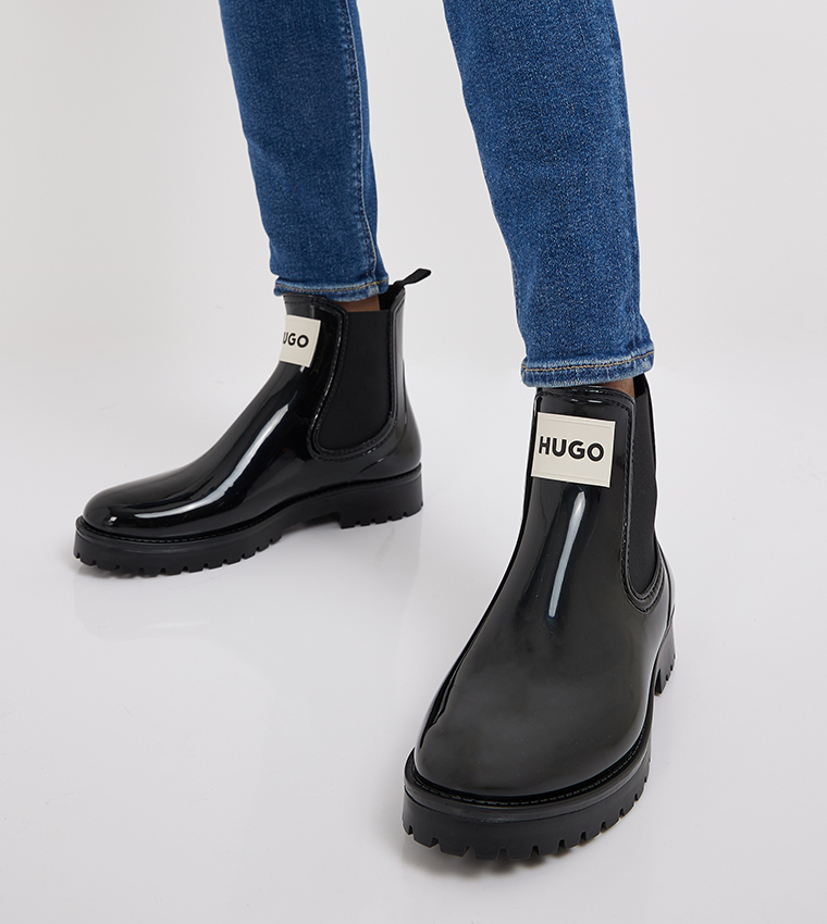 Buy HUGO Tabita Rain Logo Detail Chelsea Boots In Black | 6thStreet UAE