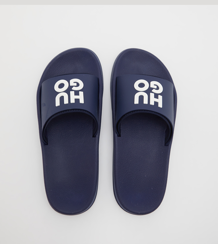 Buy HUGO Nil Slid Logo Detail Slides In Blue | 6thStreet Qatar