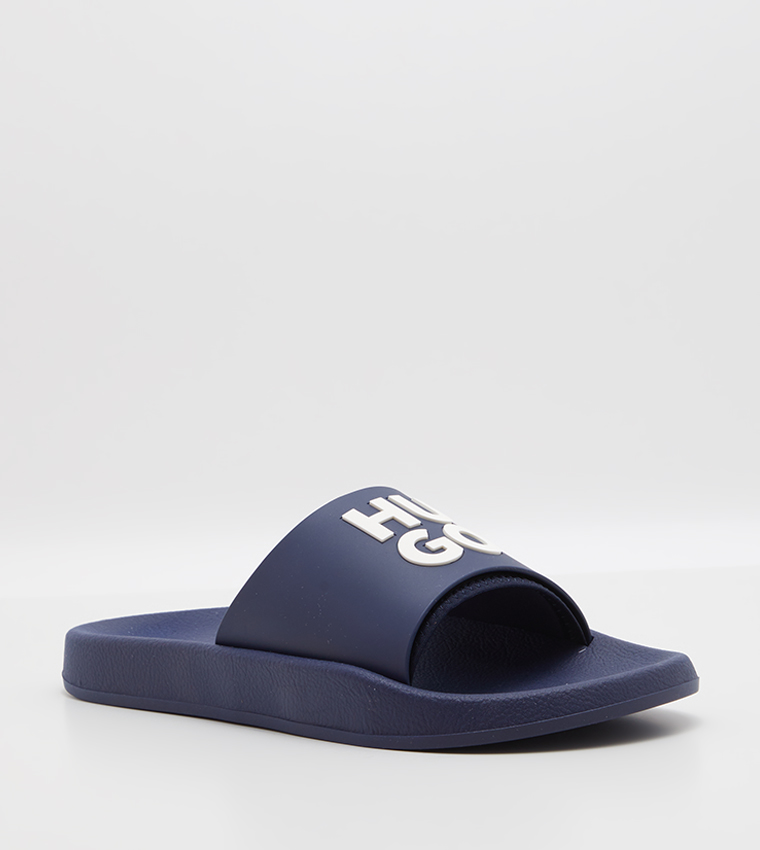 Buy HUGO Nil Slid Logo Detail Slides In Blue | 6thStreet Kuwait