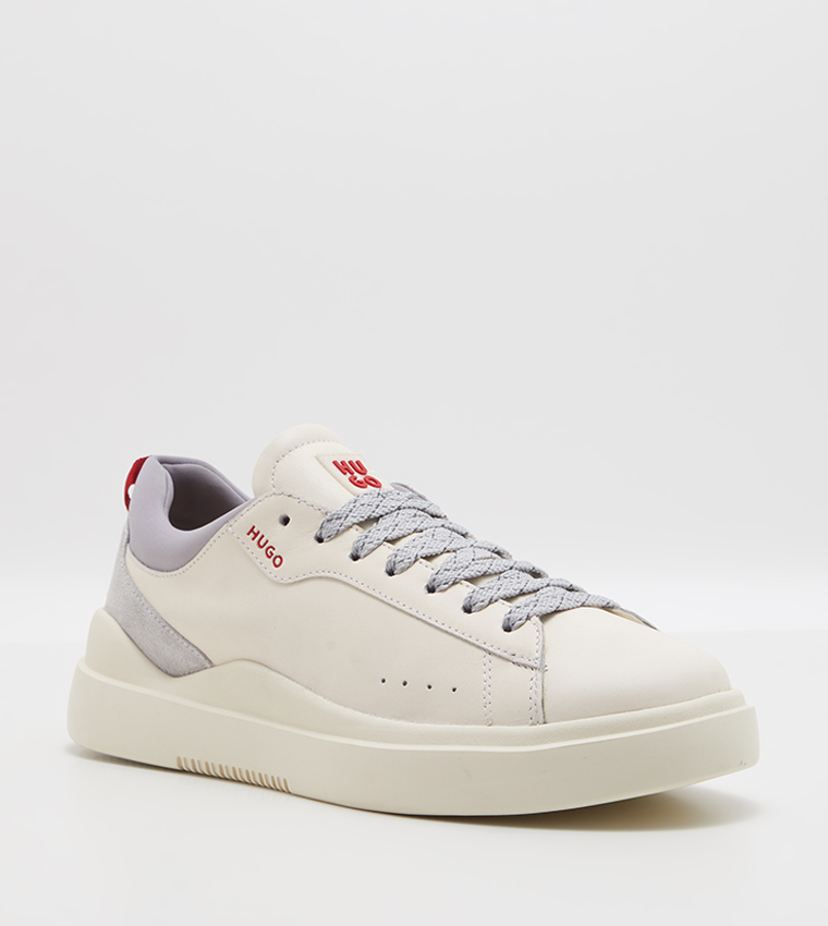 Buy HUGO Blake Tenn Logo Detail Lace Up Sneakers In White | 6thStreet UAE