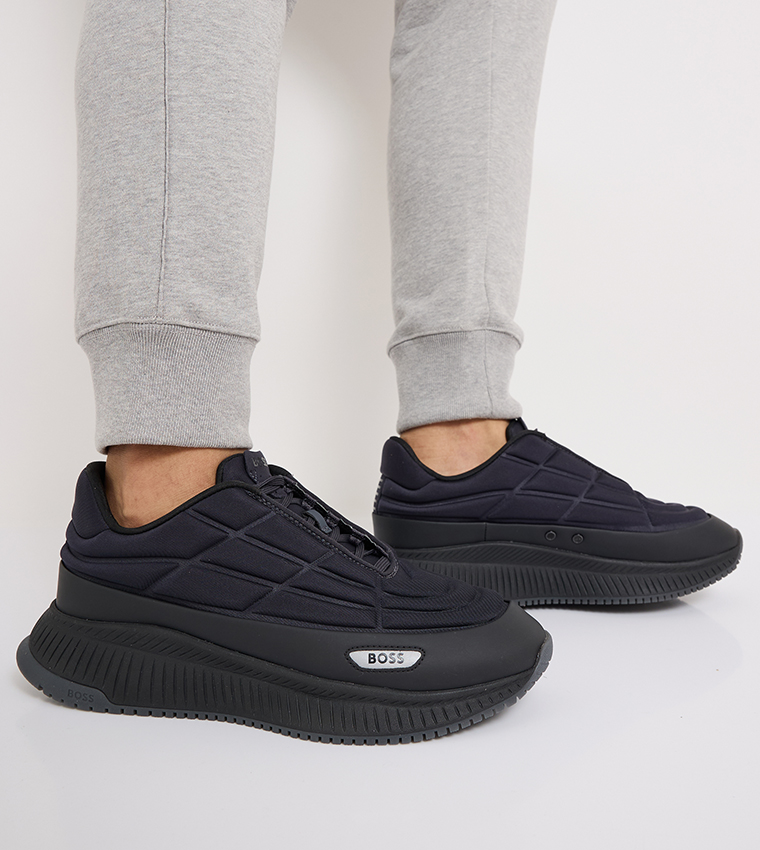 Buy BOSS Logo Detail Platform Chunky Sneakers In Navy | 6thStreet UAE