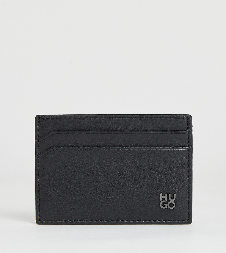 Buy HUGO Logo Detail Card Holder In Black | 6thStreet UAE