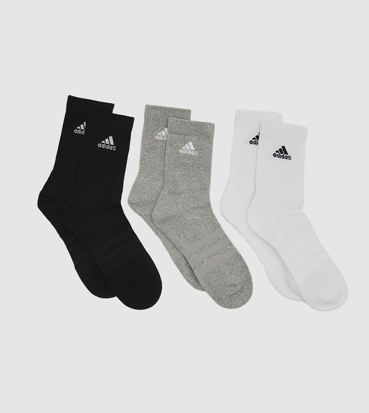 Buy Adidas Pack Of 3 Logo Detail Ankle Socks In Grey | 6thStreet UAE