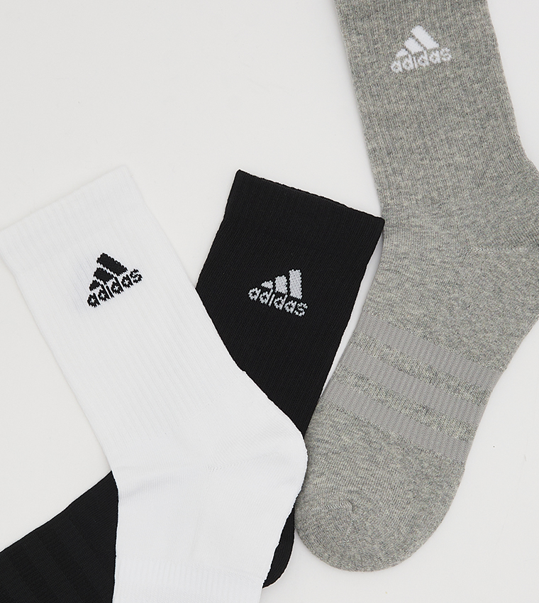 Buy Adidas Pack Of 3 Logo Detail Ankle Socks In Grey | 6thStreet UAE