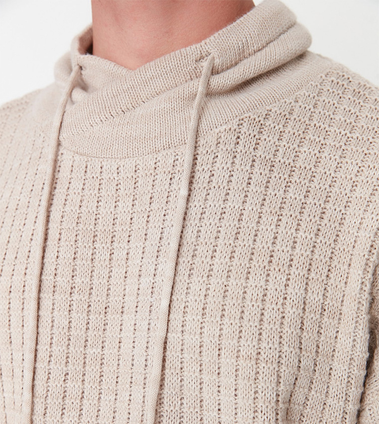 Buy Trendyol Textured Oversize Fit Sweater In Beige | 6thStreet Qatar