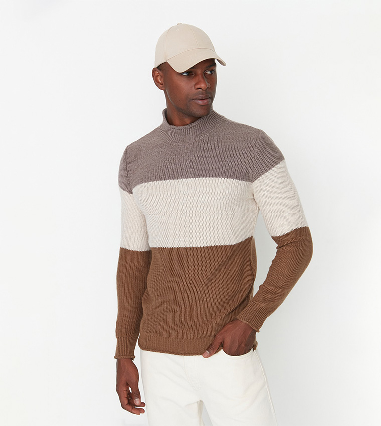 Buy Trendyol Color Block Slim Fit Sweater In Multiple Colors ...