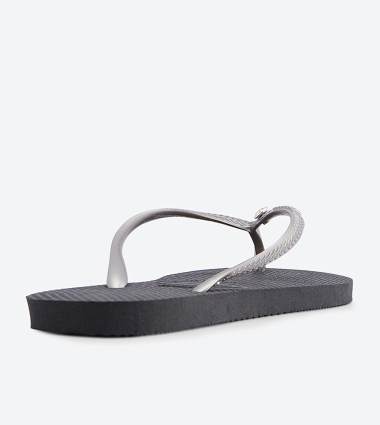 Buy Havaianas Crystal Glamour Strap Round Toe Flip Flop Metallic In ...