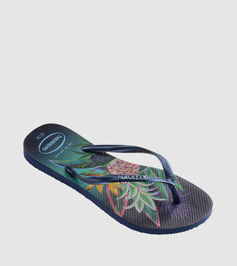 Buy Havaianas Slim Tropical Flip Flops In Blue | 6thStreet Saudi Arabia