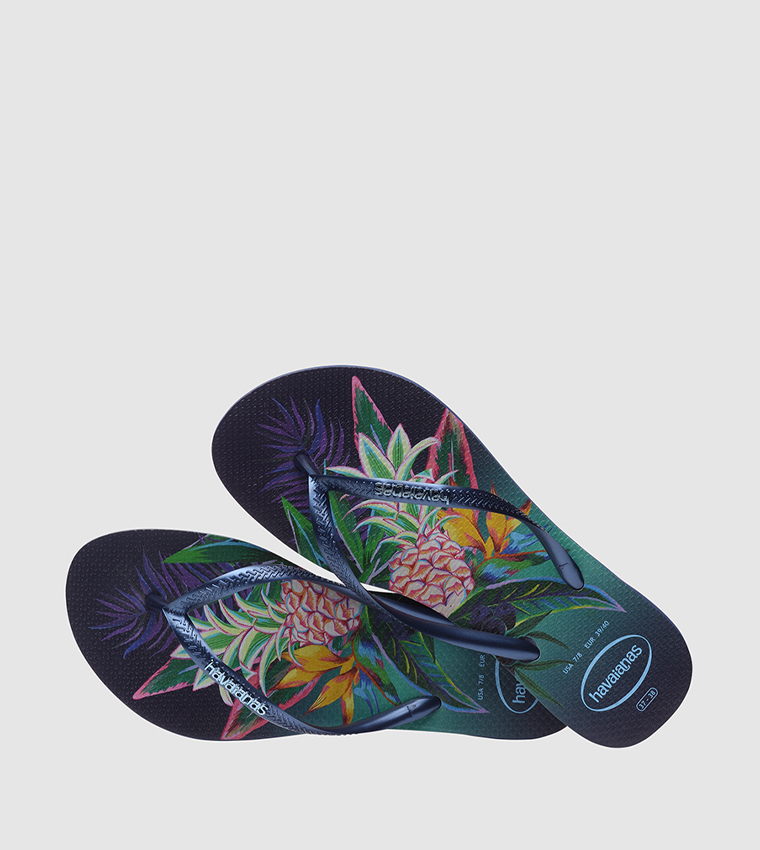 Buy Havaianas Slim Tropical Flip Flops In Blue | 6thStreet Saudi Arabia