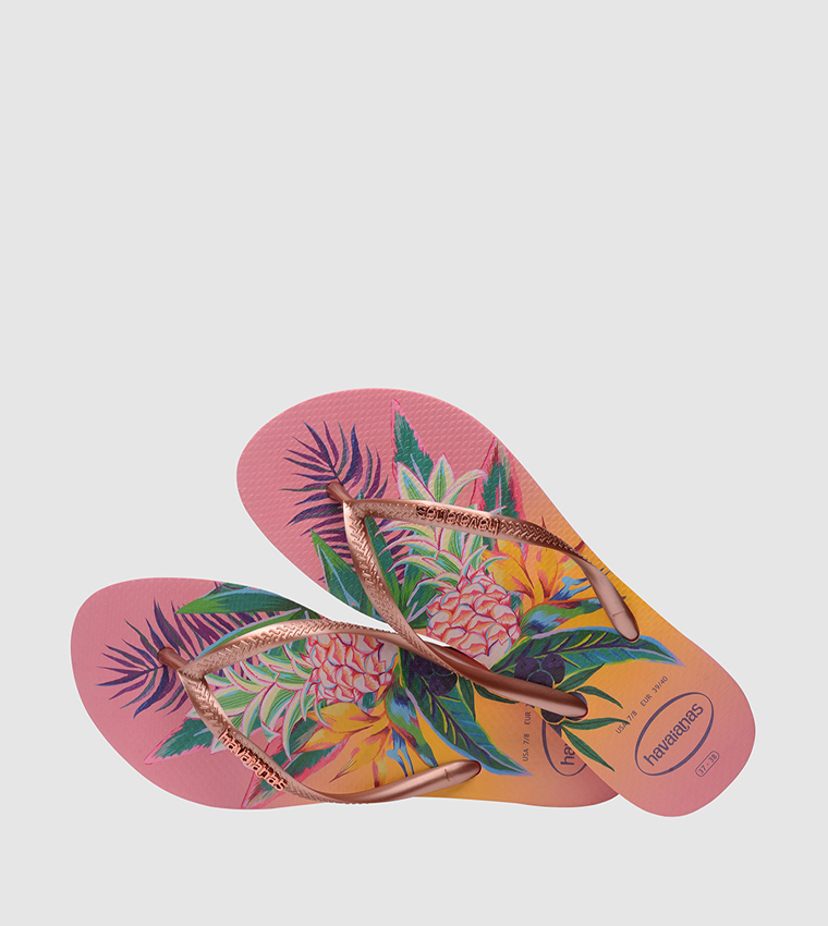 Buy Havaianas Slim Tropical Flip Flops In Pink | 6thStreet Saudi Arabia
