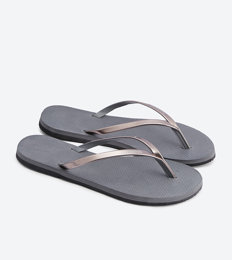 Buy Havaianas Open Toe You Metallic Flip Flops In Grey | 6thStreet UAE