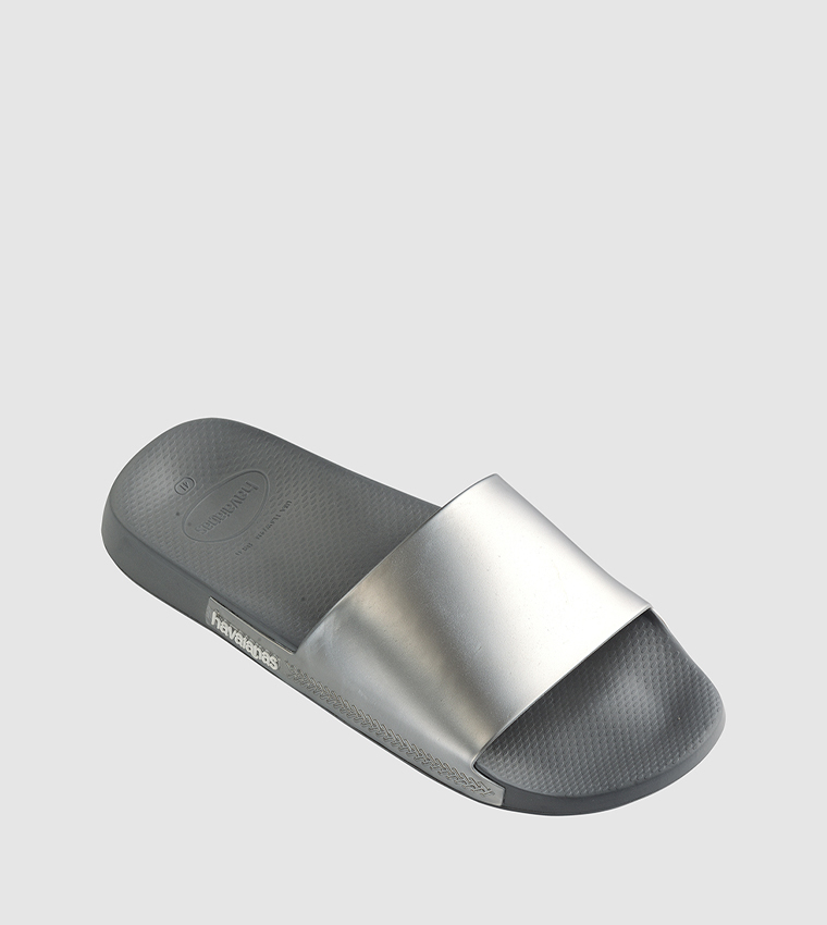 Buy Havaianas Classic Metallic Slides In Grey | 6thStreet UAE