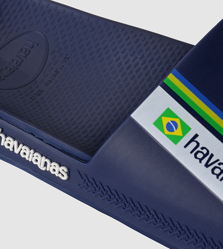 Buy Havaianas Brasil Open Toe Slides In Blue | 6thStreet UAE