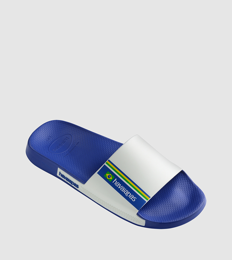 Buy Havaianas Brasil Open Toe Slides In Blue | 6thStreet UAE