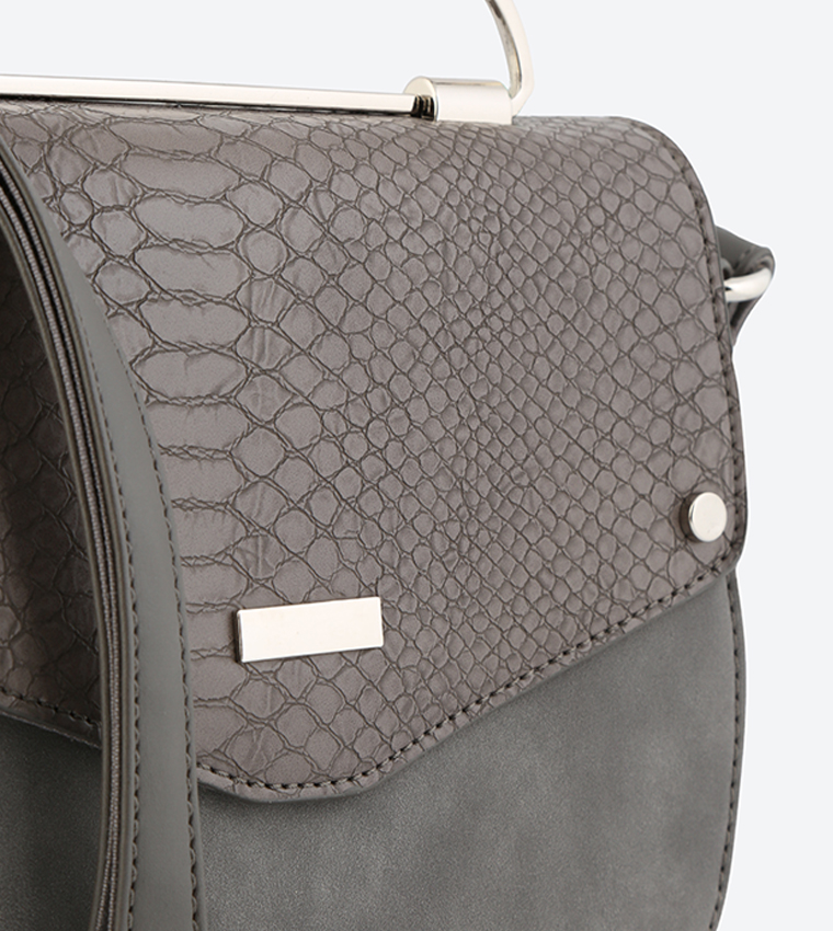 Buy R&B Croc Pattern Cross Body Bag Grey In Grey | 6thStreet Saudi Arabia