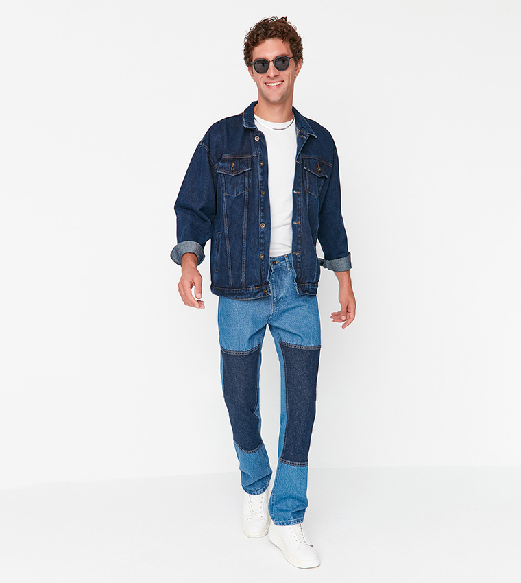Color block jeans store