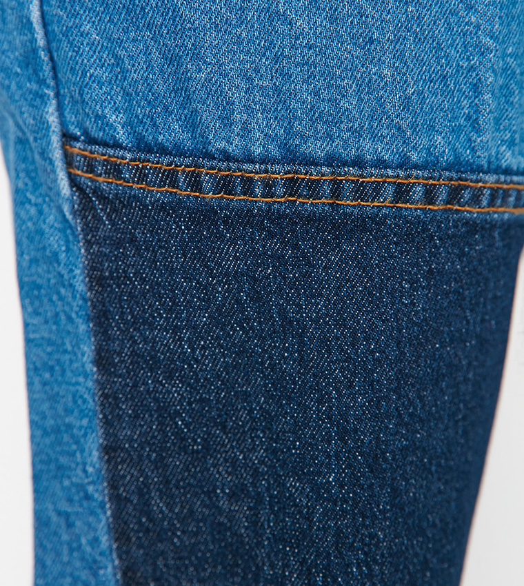 Buy Trendyol Regular Fit Color Block Jeans In Blue | 6thStreet UAE