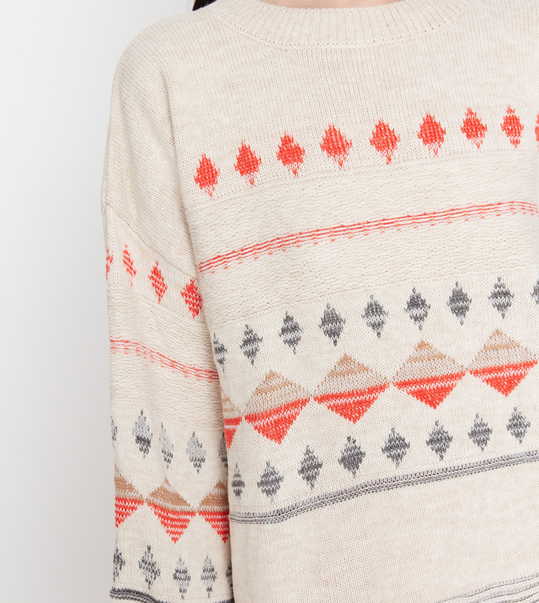 Buy Trendyol Jacquard Knitwear Sweater In Beige | 6thStreet Qatar