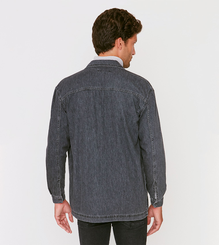 Buy Trendyol Oversized Denim Jacket In ANTHRACITE | 6thStreet Bahrain