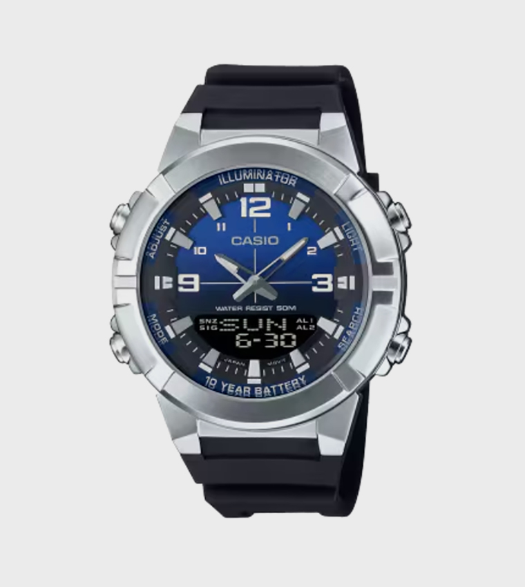 Buy Casio Blue Dial Resin Strap Hybrid Watch In Black | 6thStreet Kuwait