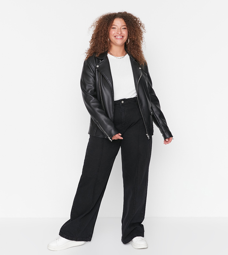 Buy Trendyol High Waist Wide Leg Jeans In Anthracite 6thstreet Uae