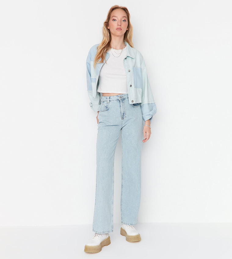 Buy Trendyol High Rise 90's Wide Leg Jeans In Blue | 6thStreet Qatar